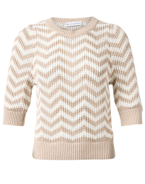 White & Warren Chevron Stripe Mesh Top – Yacoubian Tailors